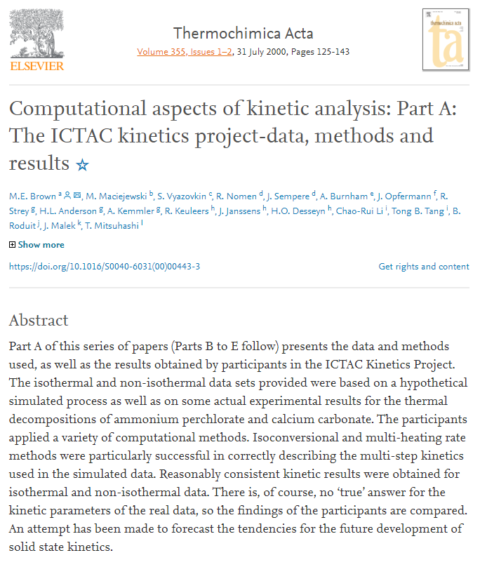 Computational Aspects Of Kinetic Analysis Part A The Ictac Kinetics