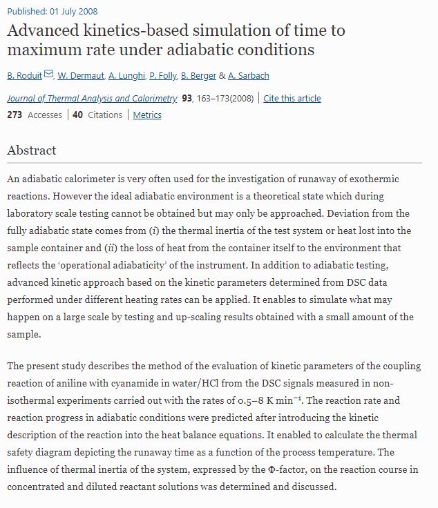 Advanced Kinetics-based Simulation of Time to Maximum Rate under ...