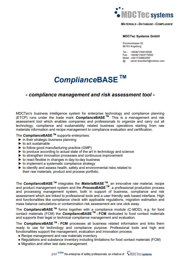 Food Contact Materials Compliance Database - AKTS