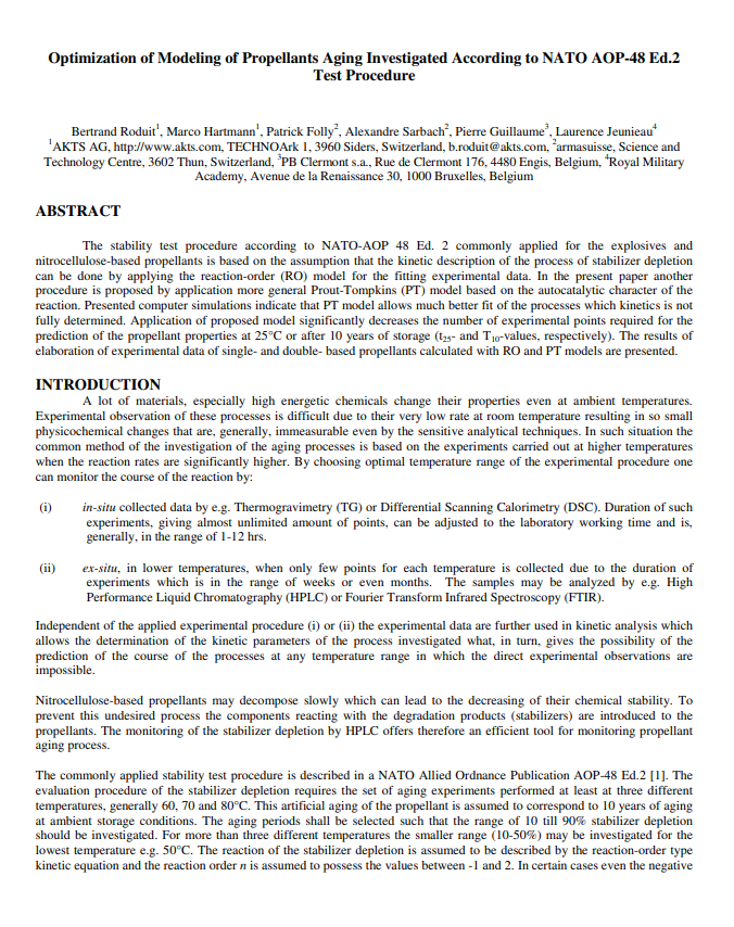 Optimization of Modeling of Propellants Aging Investigated According to ...