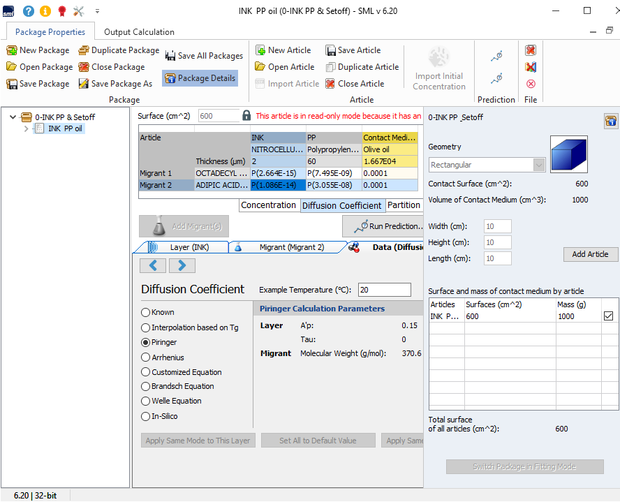 Advanced Specific Migration Limit Software For Prediction Of Diffusion